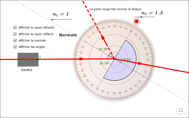 Réflexion / Réfraction à l’interface de deux milieux transparents ...